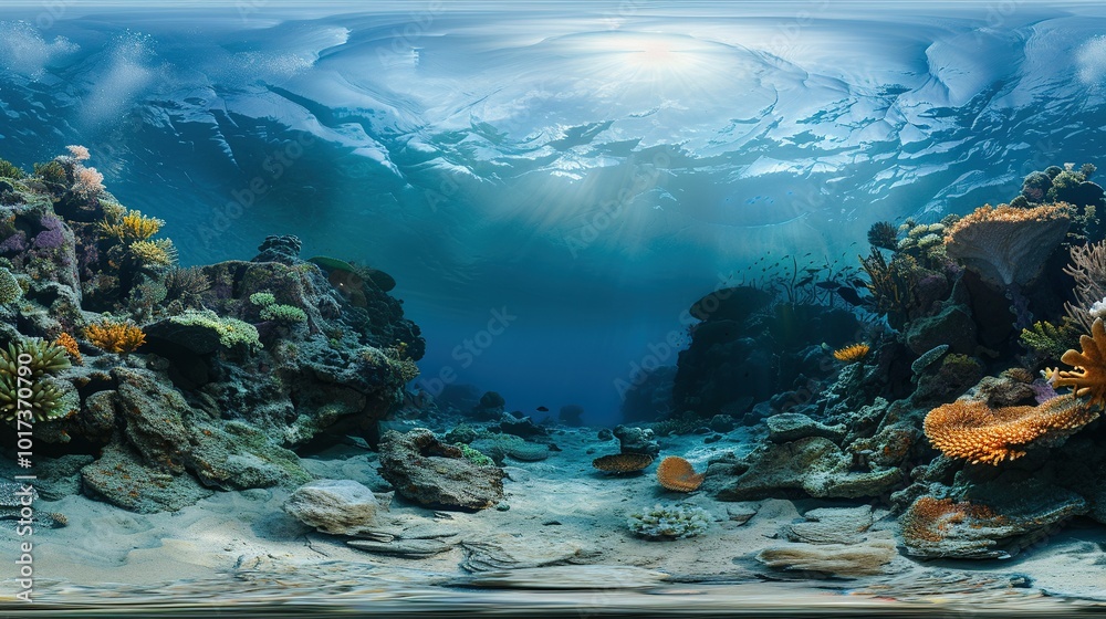 Immersive Underwater Scene: 8K Resolution 360-Degree Equirectangular ...