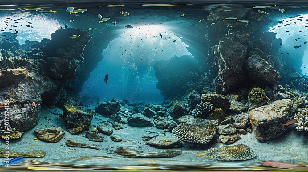 Underwater World 8K VR Environment Map: 360-Degree Equirectangular ...