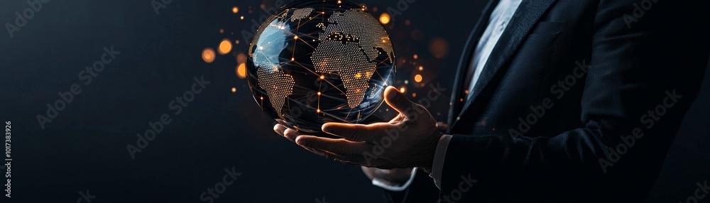 Global Economic Influence Concept - Businessman Holding World Globe ...