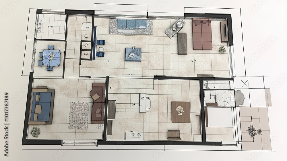 A Detailed Blueprint Sectional Design, Showcasing Architectural ...