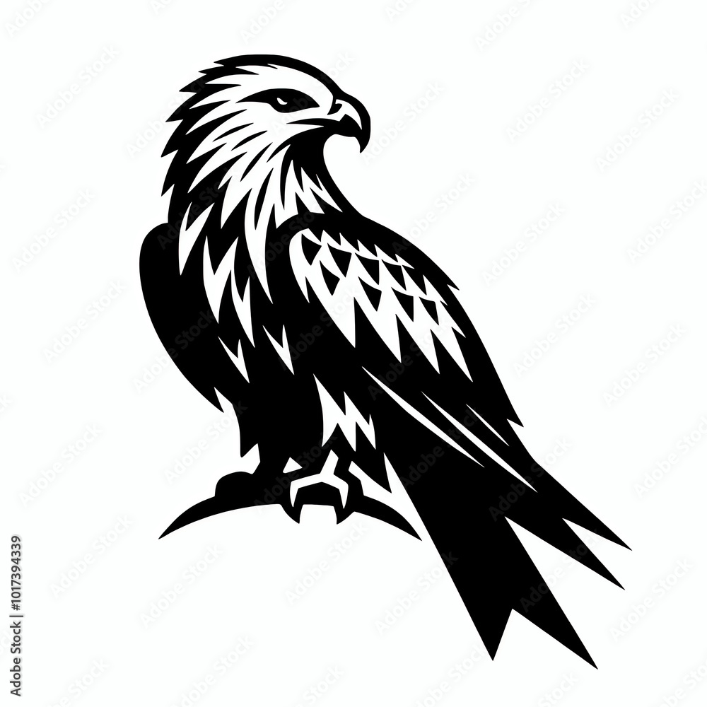Red kite bird vector silhouette illustration, bird of prey species clip ...