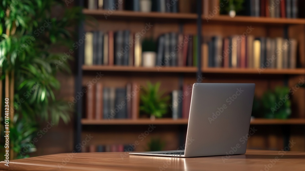 zoom virtual background of office room with bookcase professional ...