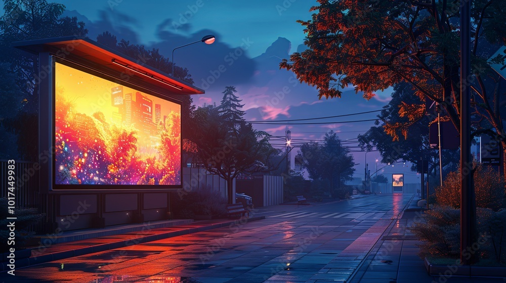 Digital billboard mockup with bright, vivid displays and animated ...