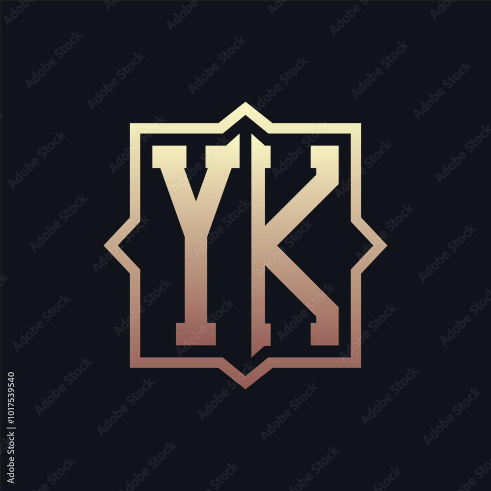 Luxury Initial YK Monogram Logo Design . Elegant Emblem Letter YK Logo ...