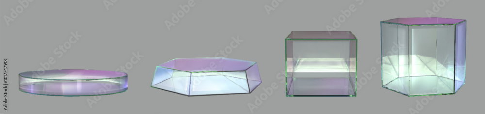 3d glass cylinder podium. Crystal platform box for product display ...