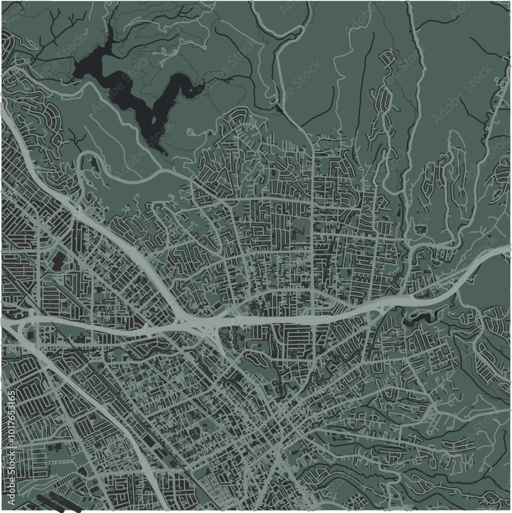 Map of Castro Valley in California in a smooth dark style. Contains ...