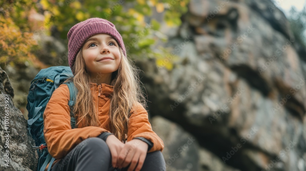 School girl in outdoor adventure education Ideal for content promoting ...