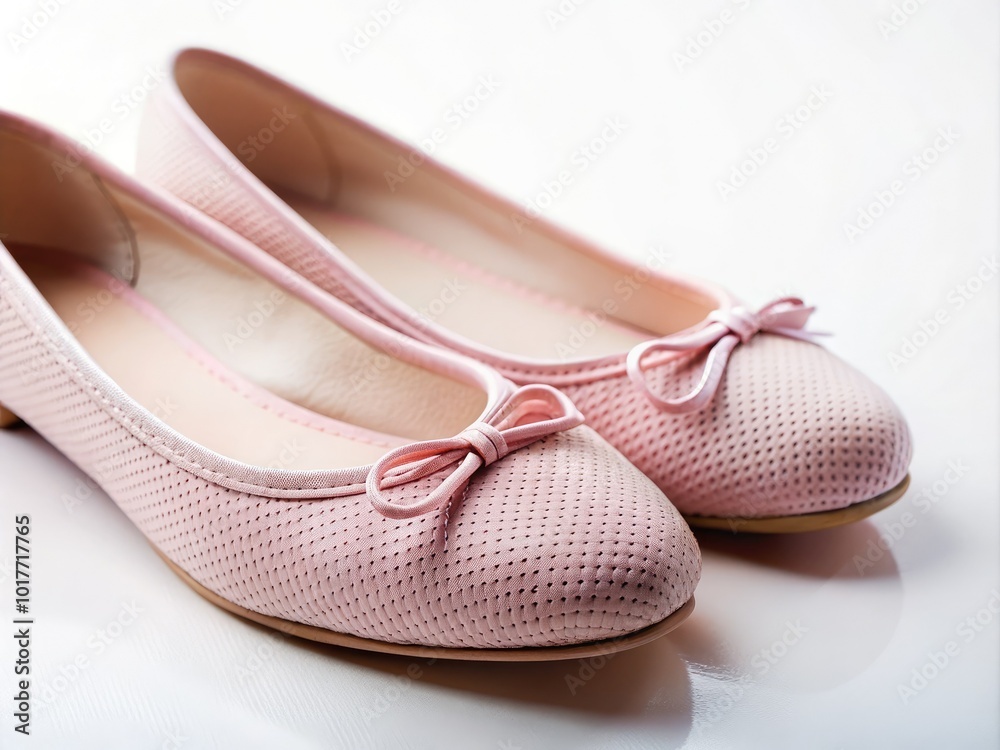 Chic pink ballet flats showcased against a fresh white backdrop ...