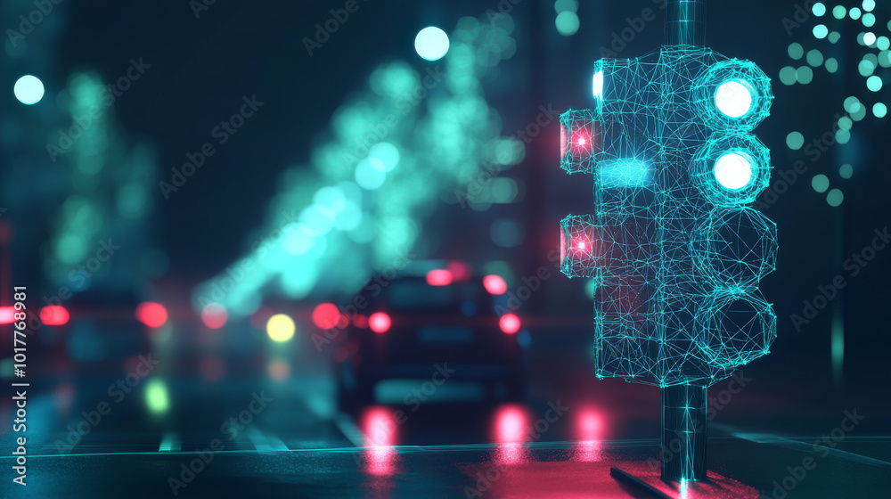 3D design of a traffic light, perfect for a website or poster. It uses ...