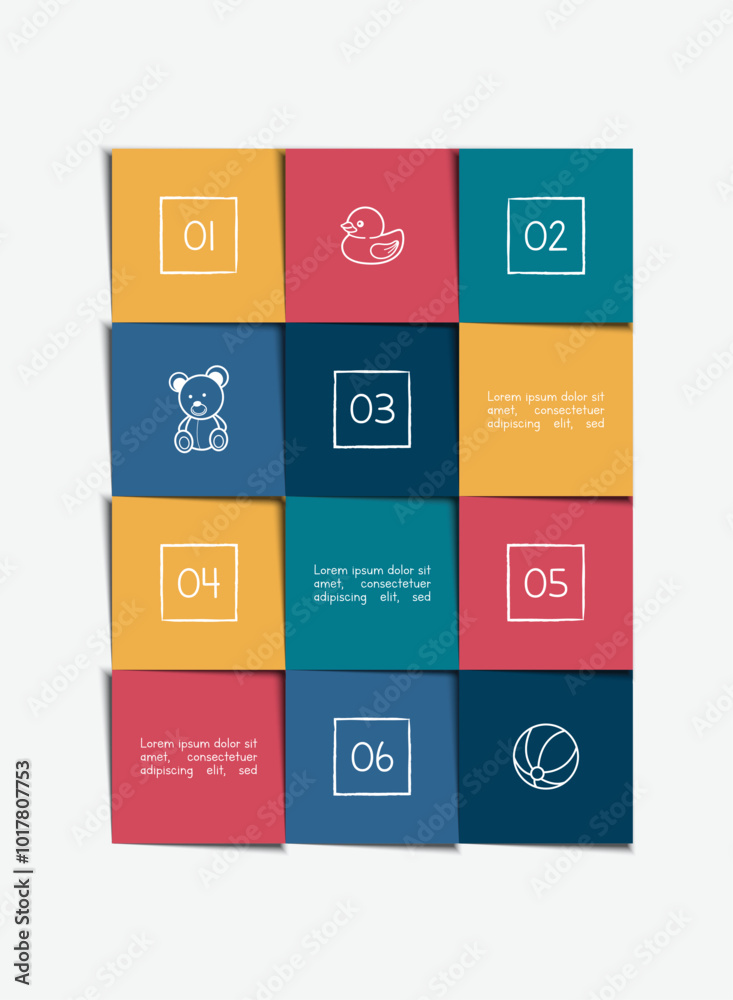 Post note style infographic, table of contents, flow charts ...