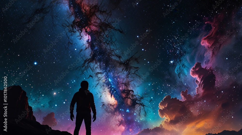 Nebula Guardians A Spectral Being Standing Tall in the Infinite Cosmos ...