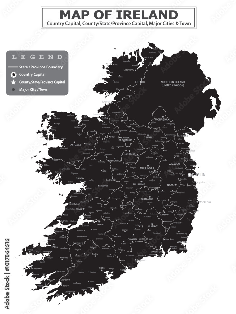 European Country Geography Political map. Political map of country with ...