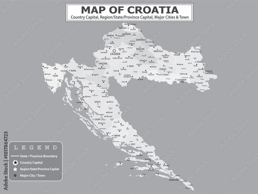 European Country Geography Political map. Political map of country with ...