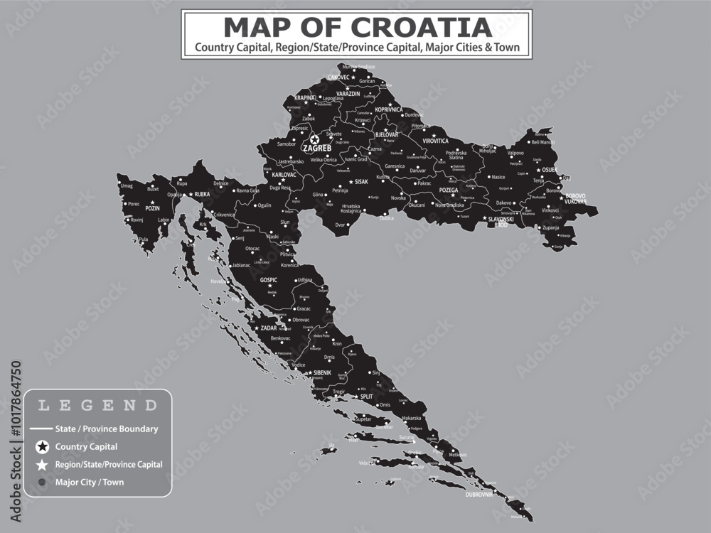 European Country Geography Political map. Political map of country with ...