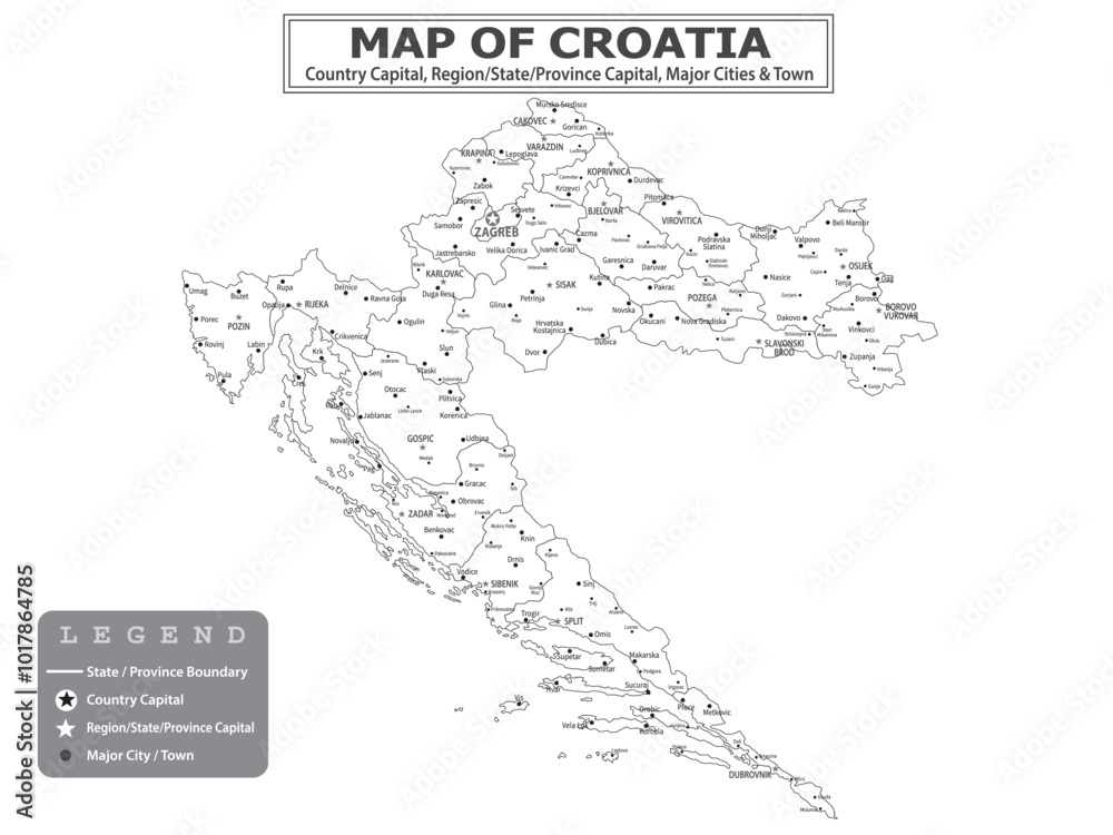 European Country Geography Political map. Political map of country with ...