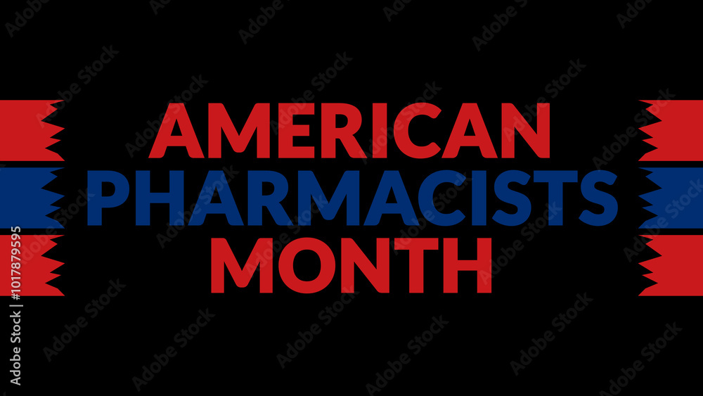 American Pharmacists Month text with side lines on a black background ...