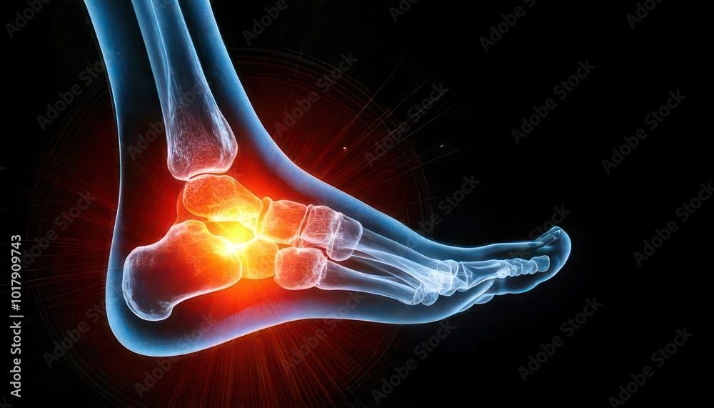 Foot pain in black background x-ray Stock Illustration | Adobe Stock