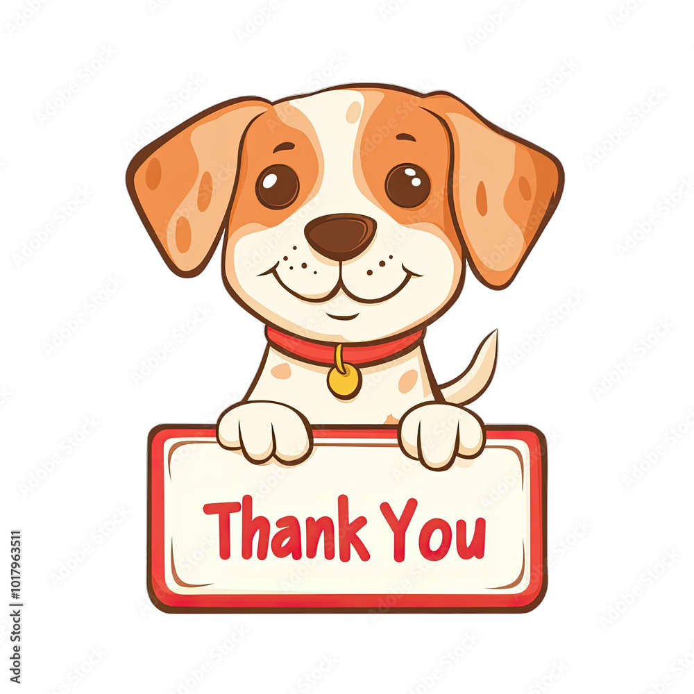 Endearing Cartoon Dog Conveying Thank You Message in Flat Cartoon Style ...
