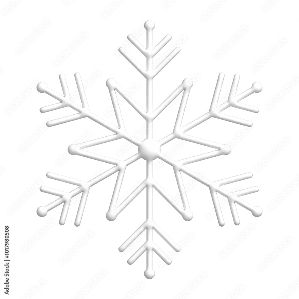 3D white snowflake illustration. PNG with transparent background. Stock ...