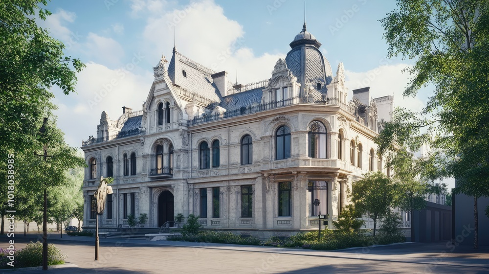 Classic European post office building with beautiful architecture, no ...