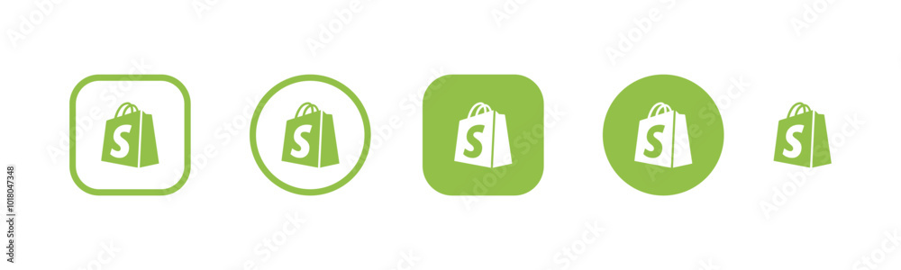 Set of vector shopify social network icons on transparent background ...
