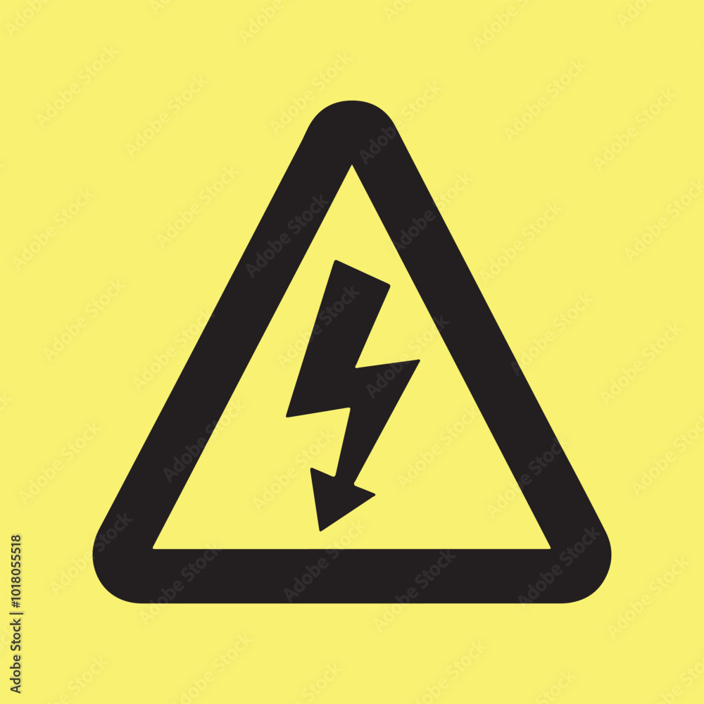 High voltage icon, Electrical Hazard Symbol, danger vector symbol ...