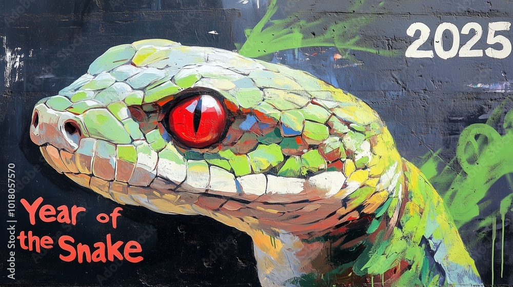 Stockillustrationen 2025 Chinese new year of the snake with green ...