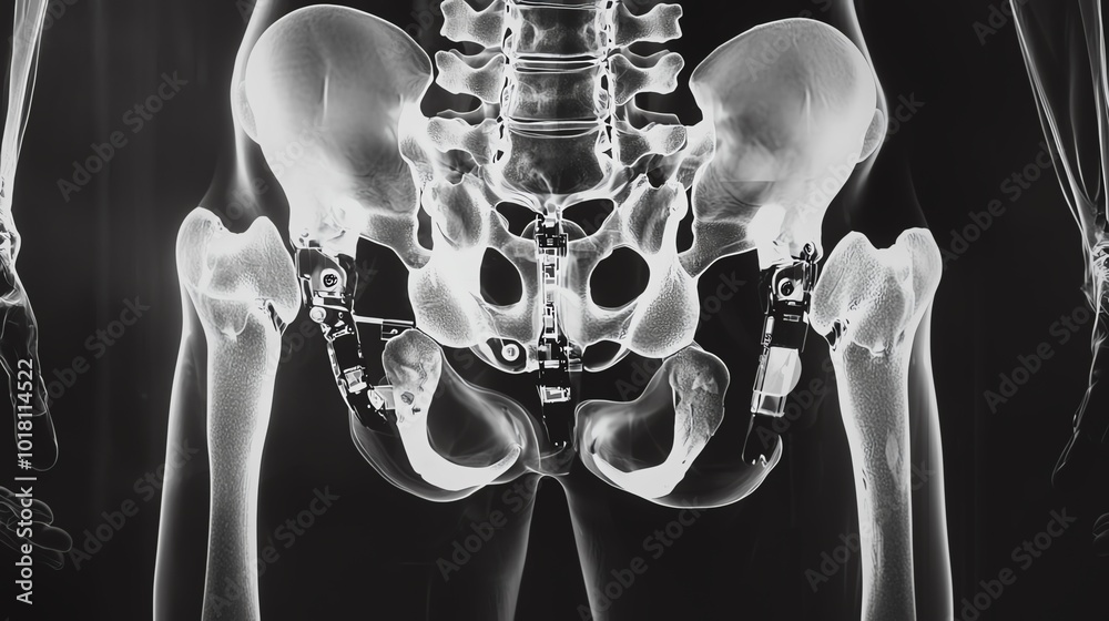 X-ray image of human pelvis showcasing detailed bone structure. Stock ...