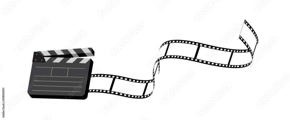 3d clapper board, 8 frames 35mm film reel vector design isolated on ...