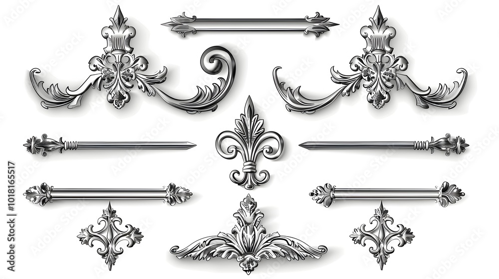 Collection of Classic Fleur de Lis Embellished Line Frames for Elegant ...