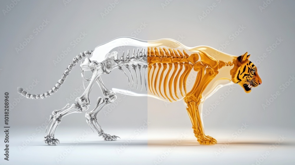 Skeletal X Ray of a Tiger Revealing its Bone Structure Stock ...