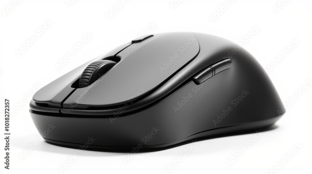 Black Wireless Computer Mouse Resting on a Smooth Surface, Showcasing ...