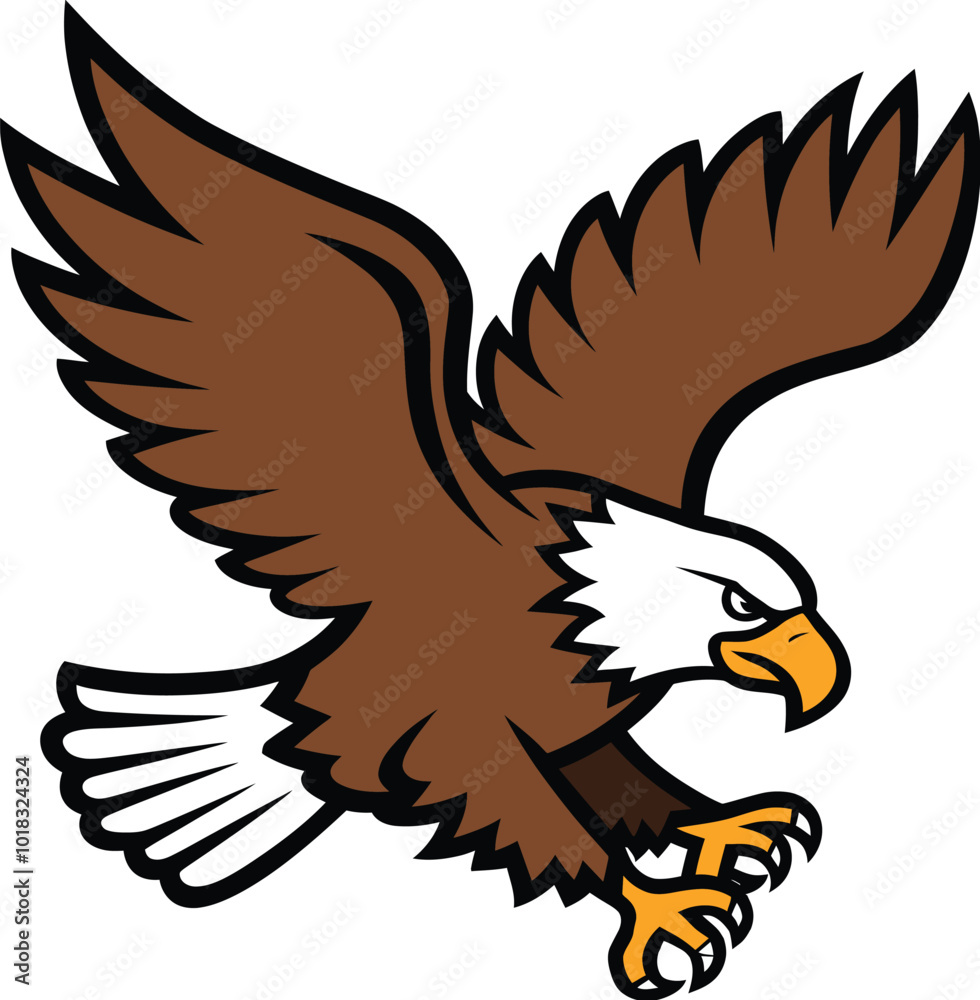 Cartoon bald eagle flying flapping wings vector Stock Vector | Adobe Stock