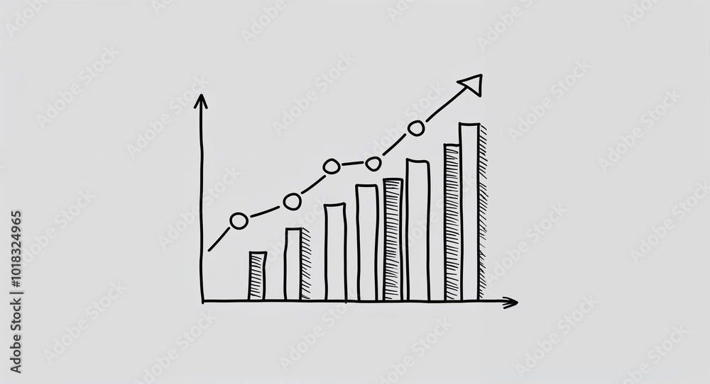 Hand drawing clipart of a chart with data points on plain white ...