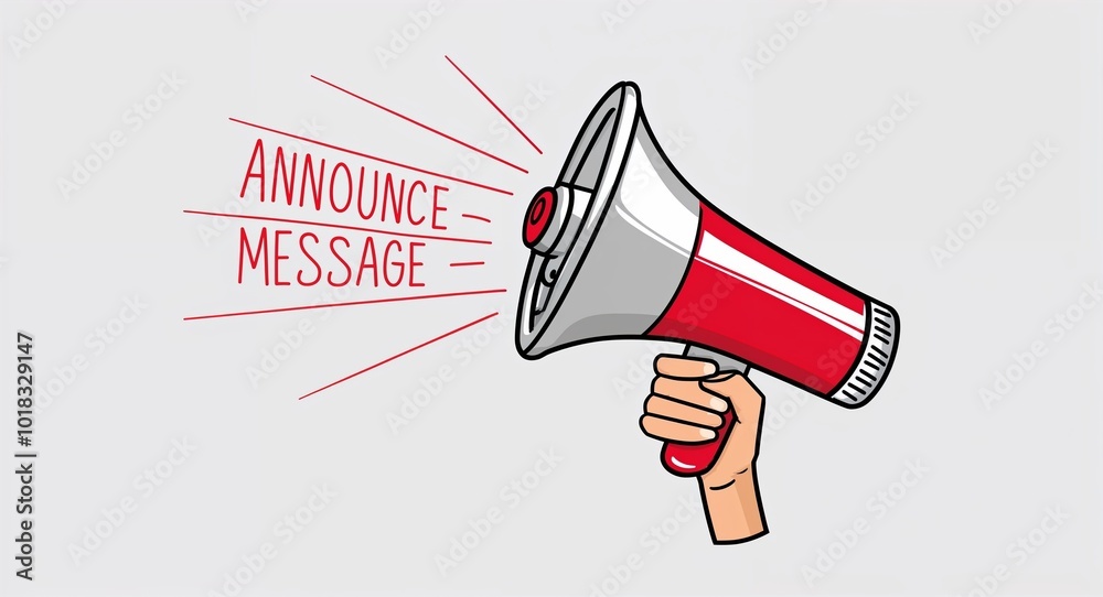 Hand drawing clipart of a megaphone announcing message on plain white ...