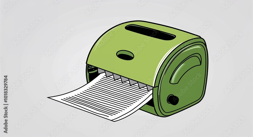 Hand drawing clipart of a paper shredder cutting documents on plain ...