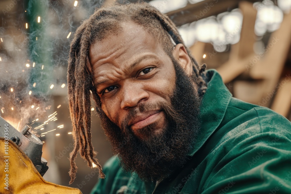 Skilled Welder Fabricating a Custom Metal Piece, Demonstrating ...
