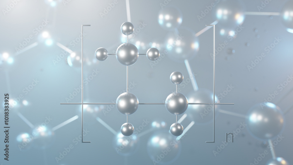 polypropylene molecular structure, 3d model molecule, thermoplastic ...