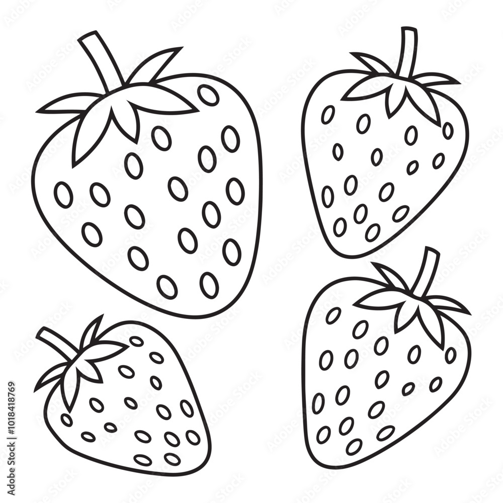 Strawberries coloring page Stock Vector | Adobe Stock