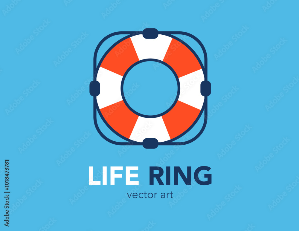Life Preserver Clip Art Isolated. A detailed red and white life ...