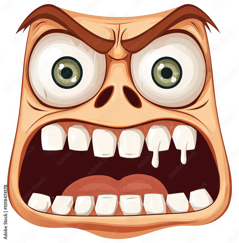 Angry Cartoon Face Illustration with Transparent Background - Perfect ...