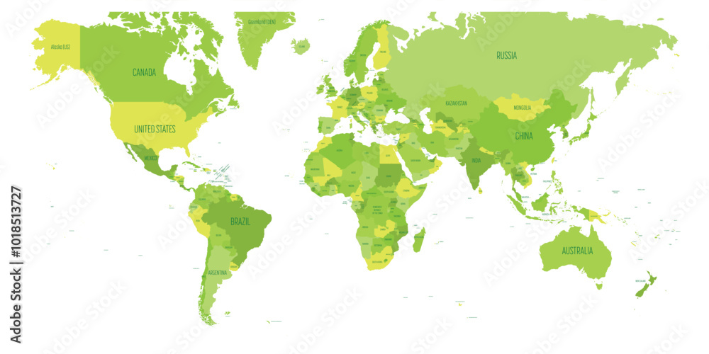 Vector de Stock Map of World. Mercator projection. High detailed ...