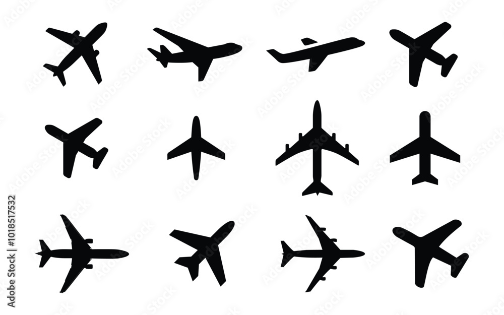 Airplane icon set vector on white background Stock Vector | Adobe Stock