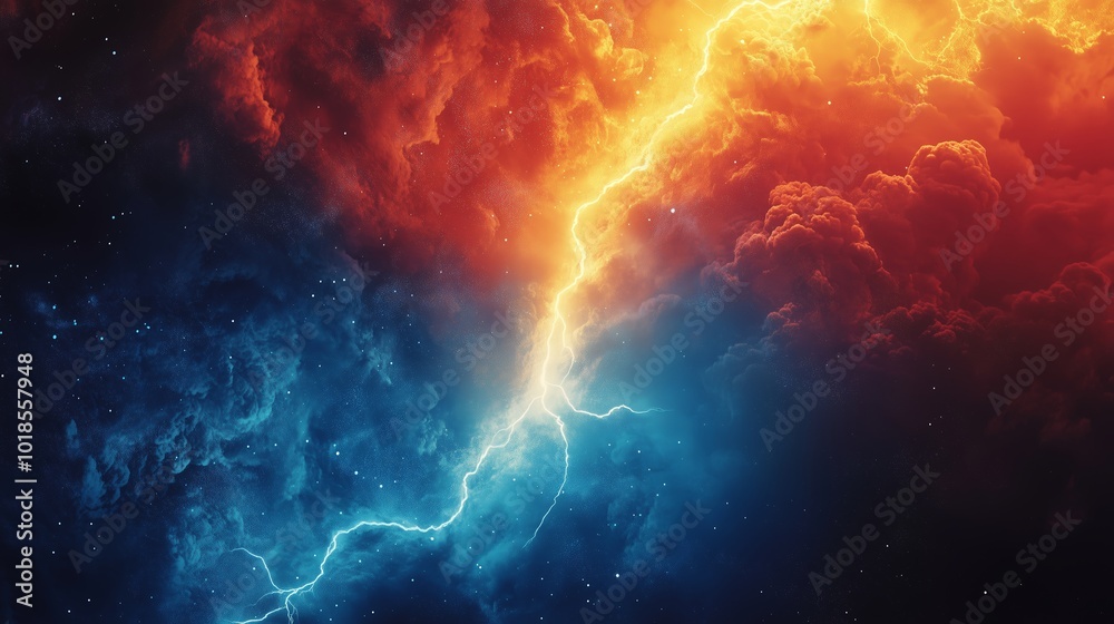 Versus, competition, battle background of blue and red. lightning ...