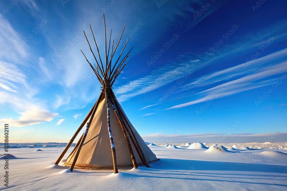 Asymmetrical Authentic Native American teepee frame poles rising ...