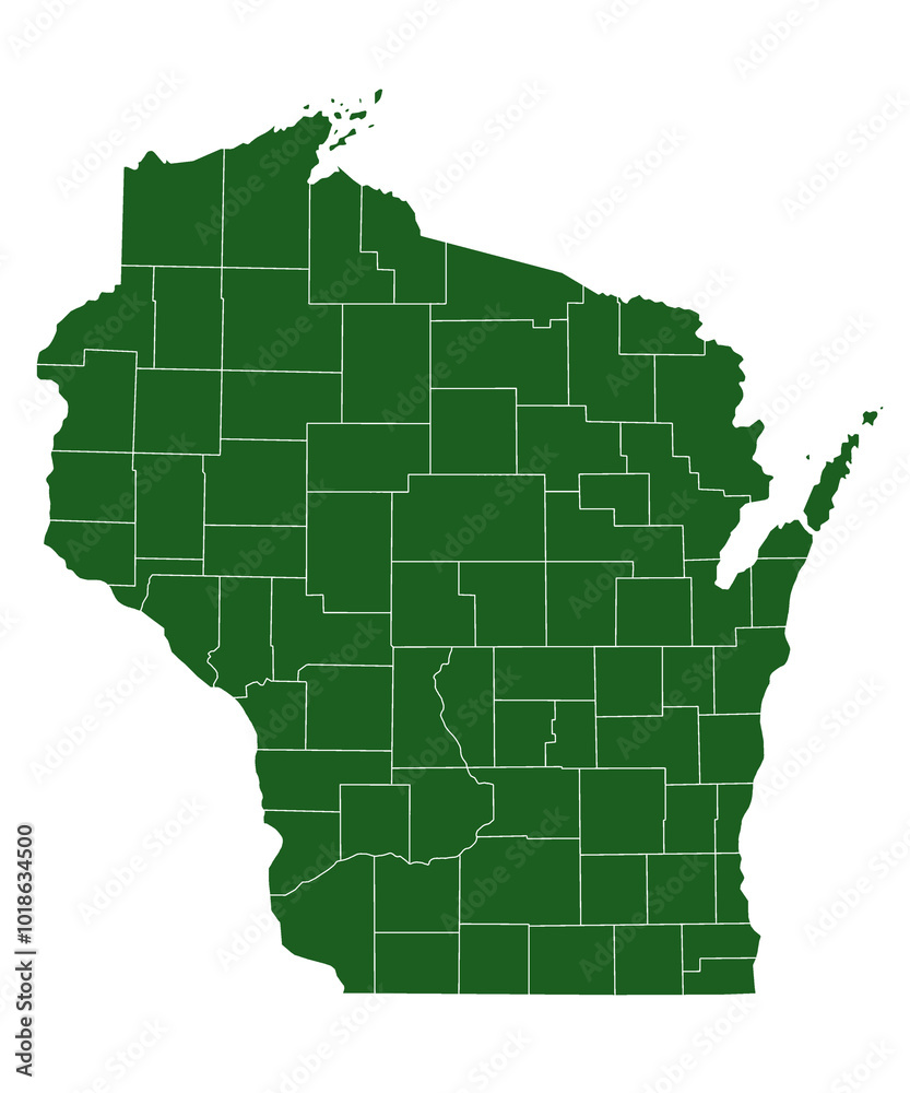 Stock-Illustration „Wisconsin administrative map. counties map of ...