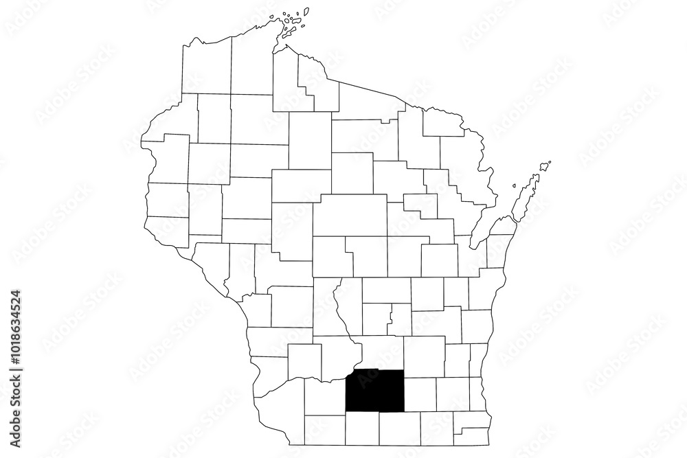 Map of dane County in Wisconsin state on white background. single ...