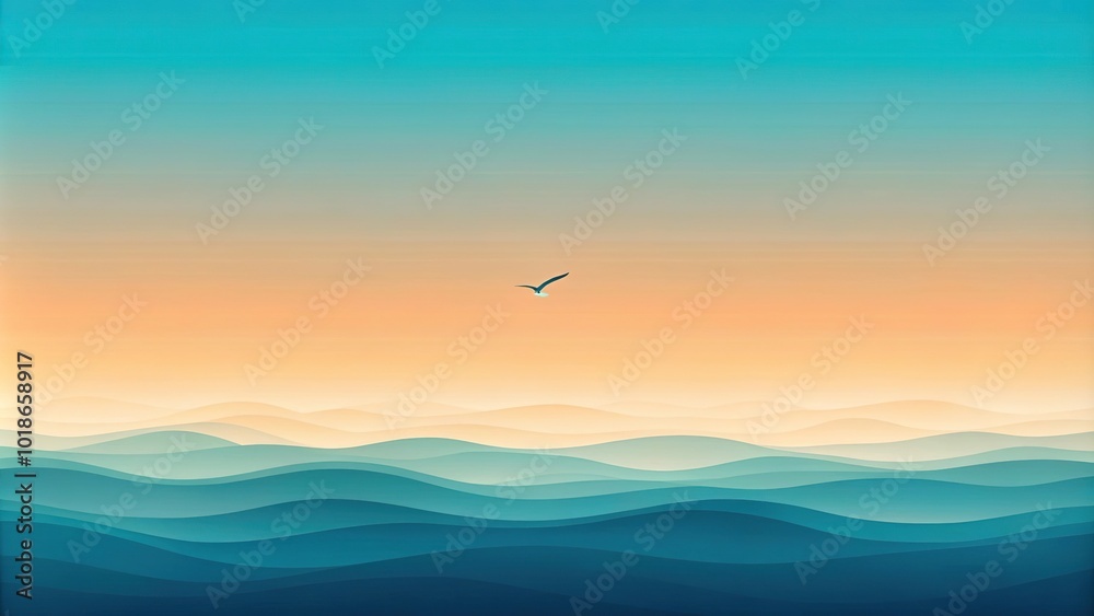 Bird eye view background with minimalist gradient waves Stock ...