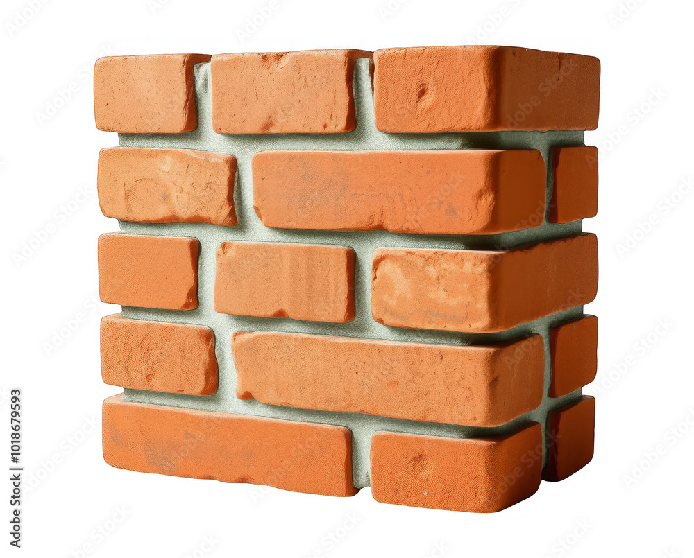 Realistic Red Brick Wall Section Isolated on Transparent Background ...