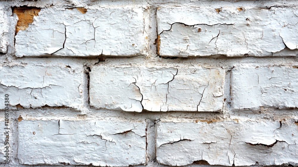 Cracked white brick wall texture showing signs of age and decay in ...